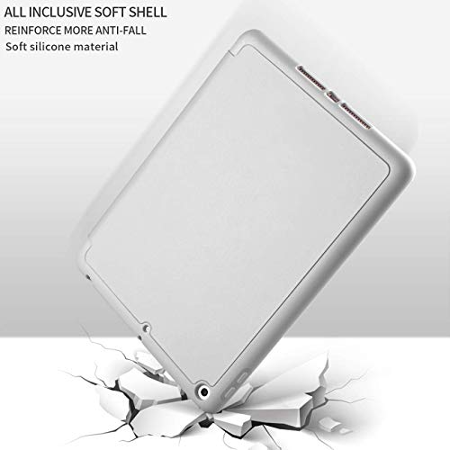Aoub Case for iPad Mini 5 2019 with Pencil Holder, Slim Lightweight Trifold Stand Smart Cover, Soft TPU Back Cover Case for iPad Mini 5th Generation 7.9 inch, Auto Sleep/Wake (Gray White)