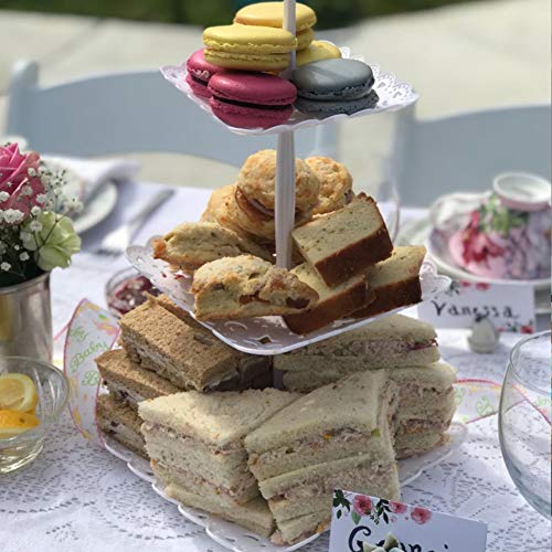 2pcs 3 Tier Dessert Stands Fruit Plates for Wedding Baby Shower Birthday/Tea Party (2pcs Square)