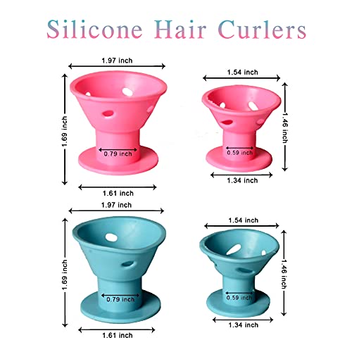 40 Pcs Magic Hair Rollers, Smilco Silicone Hair Curlers Set Including 20 Large and 20 Small for Women Girls (Pink&Blue)