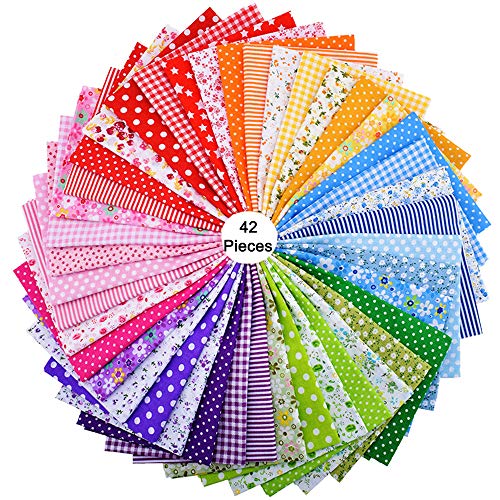 42pcs 9.8" x 9.8" Floral Printed top Cotton Fabric Bundle Squares Quilting Sewing Patchwork Cloths DIY Scrapbooking Art&Craft