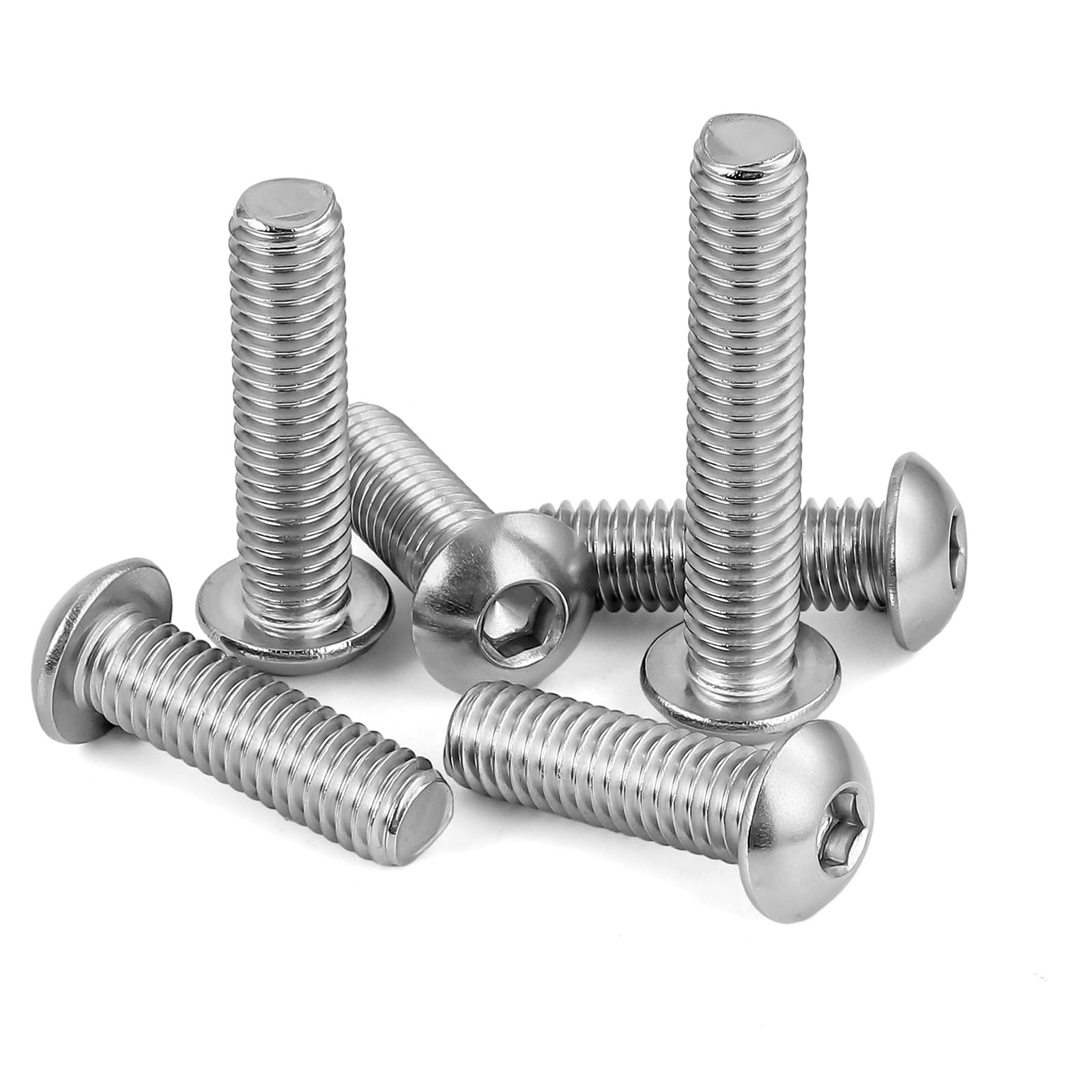 M5-0.8 x 14 mm Button Head Socket Cap Screws, Stainless Steel 18-8 (304), Bright Finish, Fully Threaded, 50 PCS
