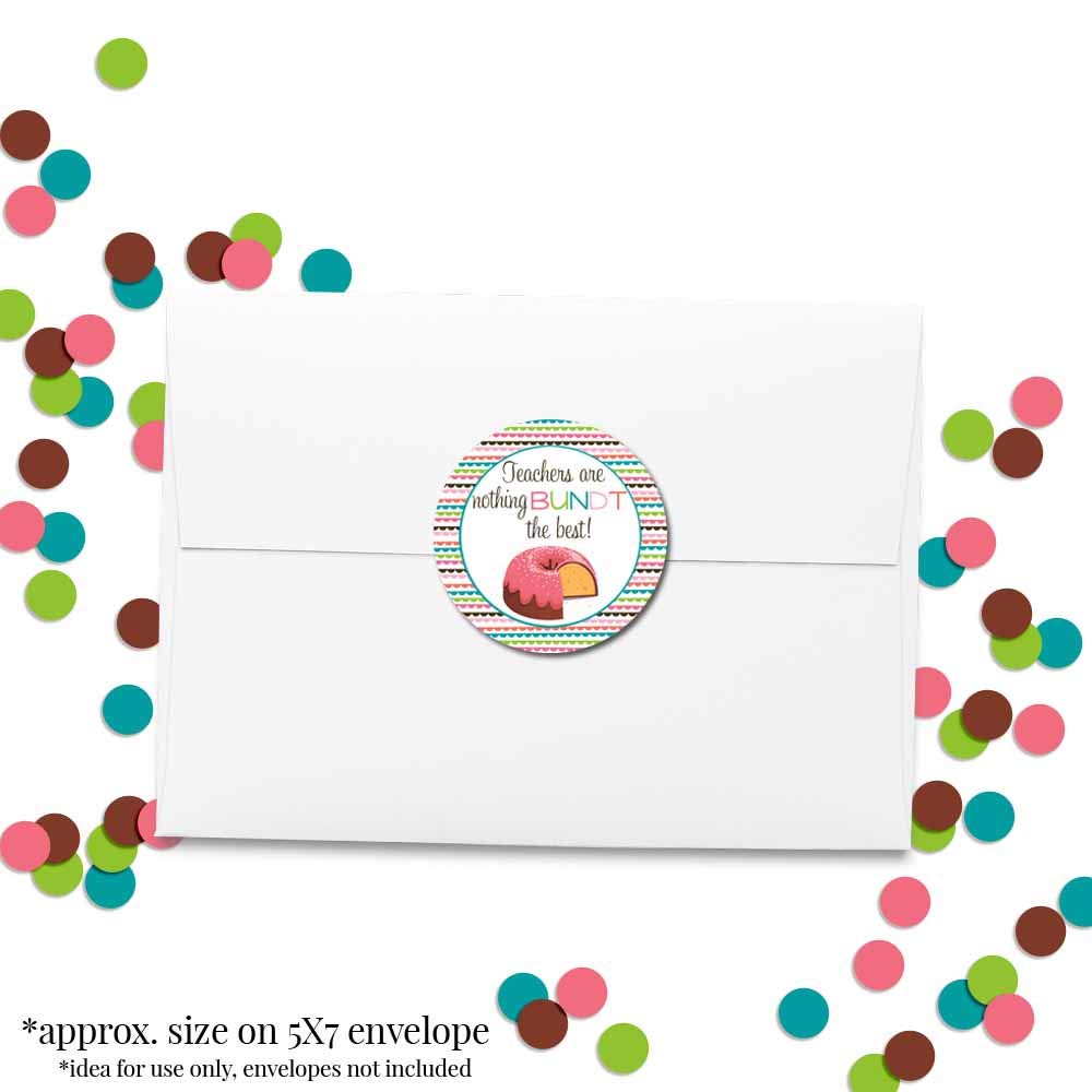 Nothing Bundt The Best Teacher Appreciation Thank You Sticker Labels, 40 2" Party Circle Stickers by AmandaCreation, Great for Envelope Seals & Gift Bags