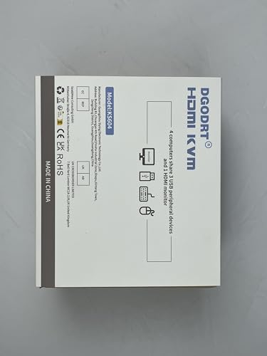 4K HDMI KVM Switch, 4 Port HDMI USB Switch for 4 Computer Share a 4K@30Hz Monitor and 3 USB Device Keyboard Mouse Printer, Including 4 KVM Cables