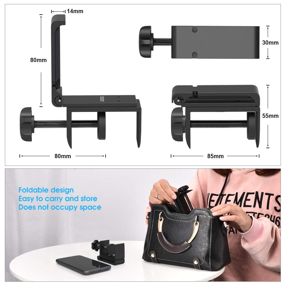 aceyoon Dual Headphone Stand, Under Desk Hanger, 360 Degree Rotatable Dual Headset Holder with Adjustable Clamp, Table Hook for Bag/Backpack/Gaming Headphone