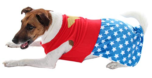 DC Comics Wonder Woman Superhero Halloween Pet Costume Sweater For Small Sized Dogs Or Cats (Medium)