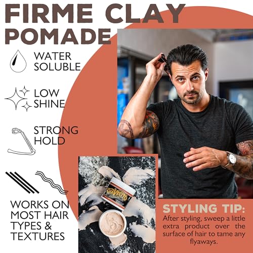 Suavecito Pomade Firme Clay 4 oz, 1 Pack - Strong Hold Hair Clay For Men - Low Shine Matte Hair Clay Pomade For Natural Texture Hairstyles