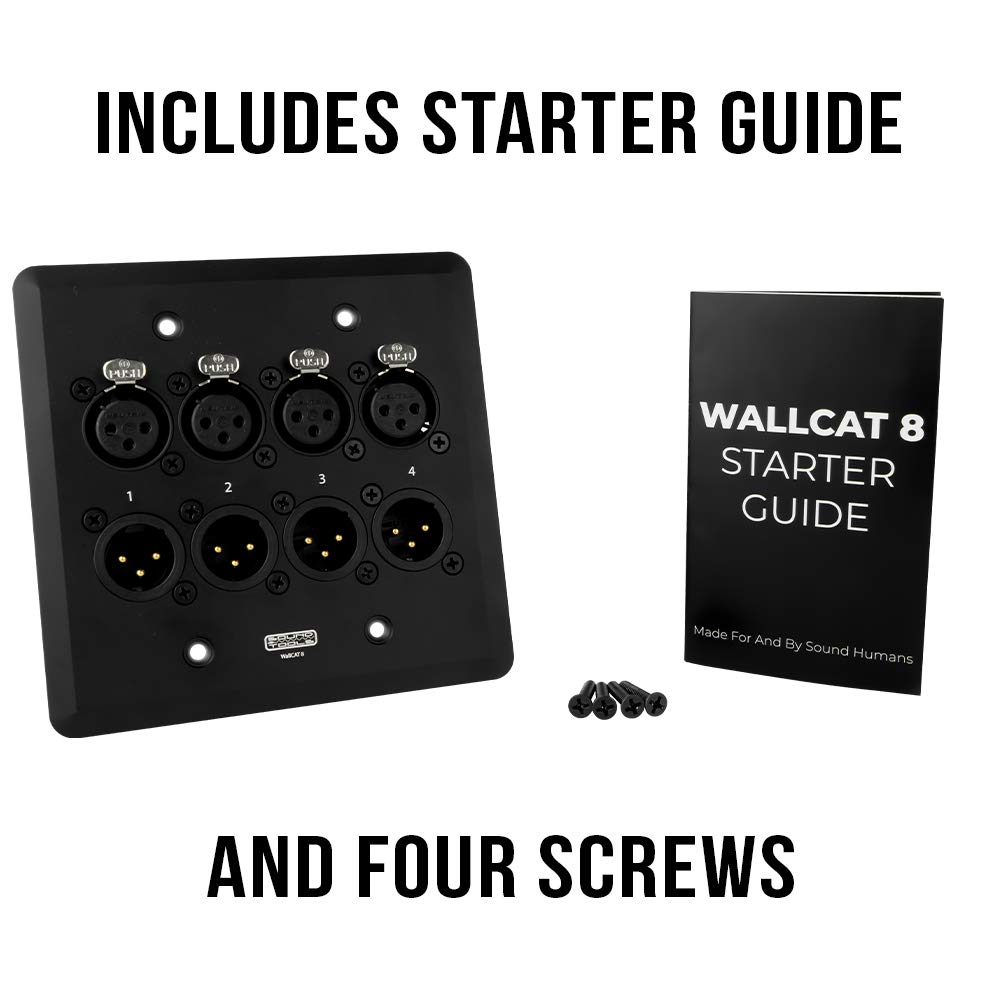 WallCAT 8 - Analog, AES3, DMX and intercom 4 Channel Wall Plate NO Solder Required (Black)