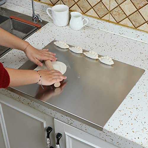 Cutting Boards, zrrcyy, Extra Large Stainless Steel Chopping Board, Baking Board, Heavy Cutting Board For Kitchen,Pastry Board For Meat,Vegetables, Bread, Cutting Mats ( Size : 50X40cm )