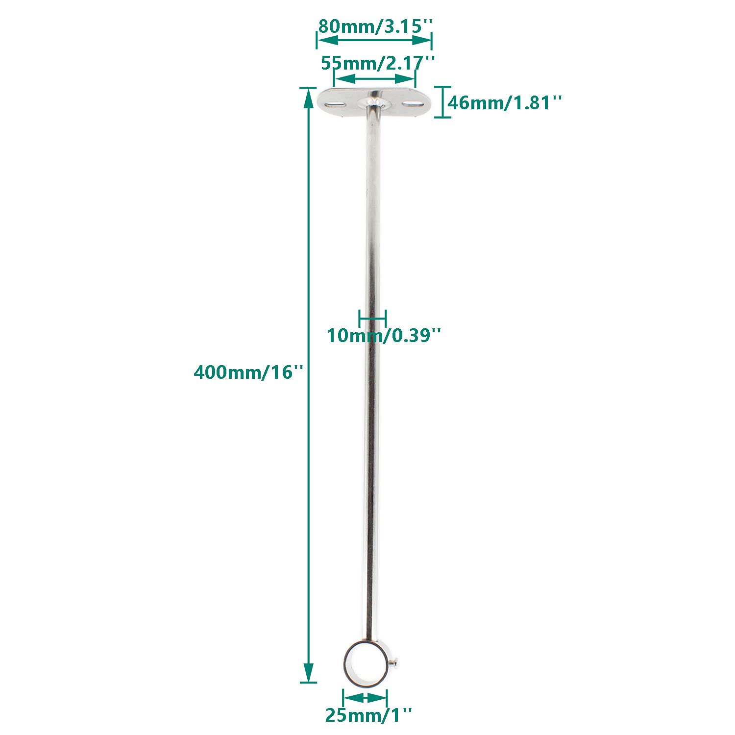 2 Pack Ceiling Mount Bracket, Stainless Steel Wardrobe Pipe Bracket Rod Holder Ceiling Holder, ULIFESTAR Shower Curtain Closet Wardrobe Rod Lever Support Holder Pipe Flange Socket 25x400mm/1x16''