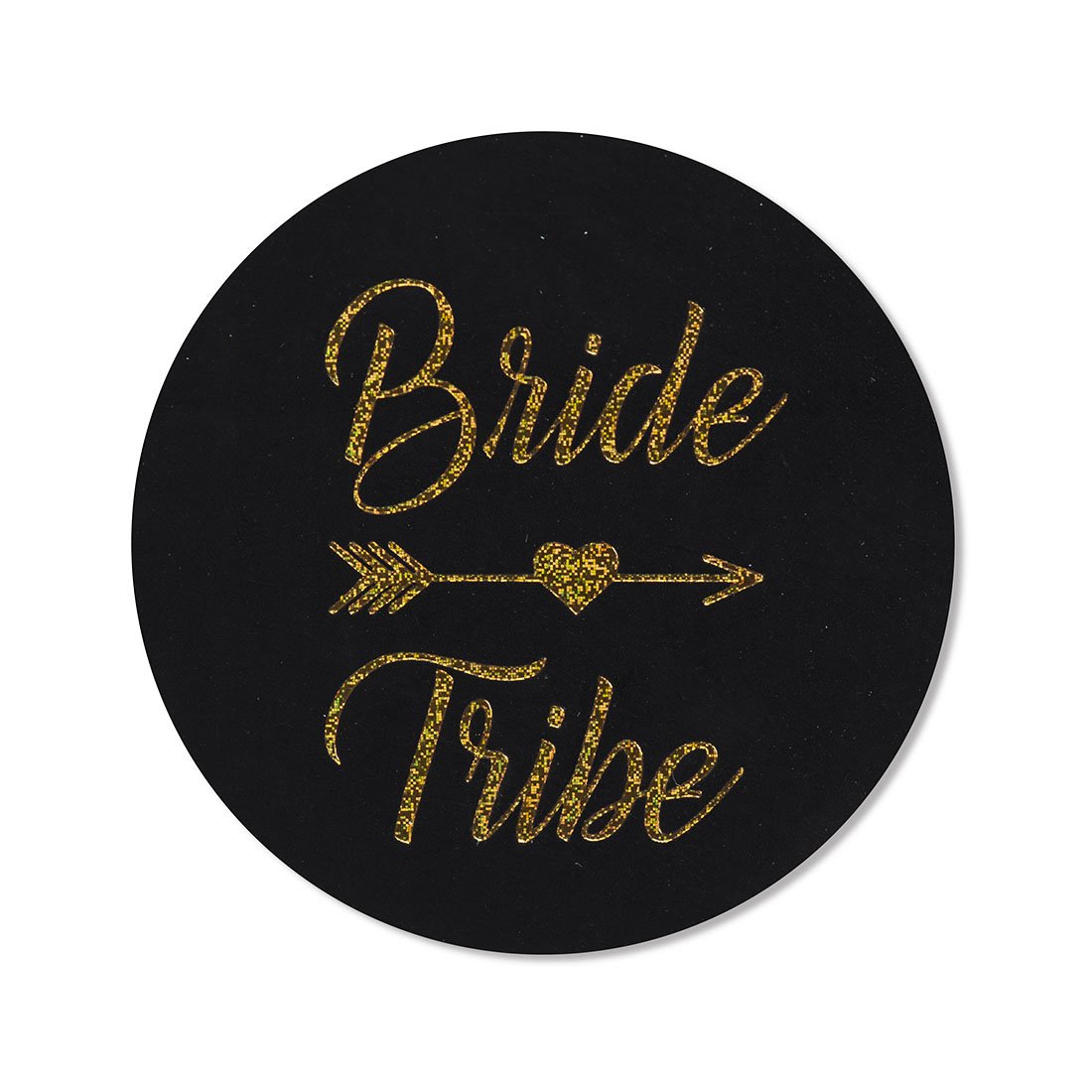 24-Pack, 2” Bride Tribe Stickers, Bachelorette Stickers, Black Gold Glitter Bridal Shower Labels