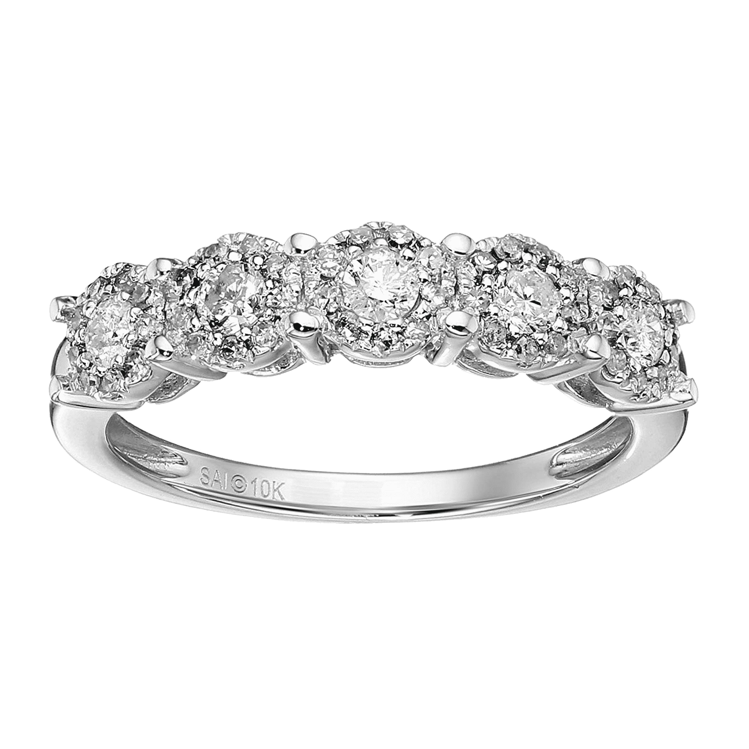 10k White Gold 1/2 cttw Diamond Anniversary Ring, Size 7