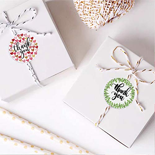 500 Pcs Thank You Stickers Roll- 1.5 inch Circle Self Adhesive 2 Designs Kaleidoscope Thank You Label Stickers for Bags Envelopes Boxes Bubble Mailers Seals