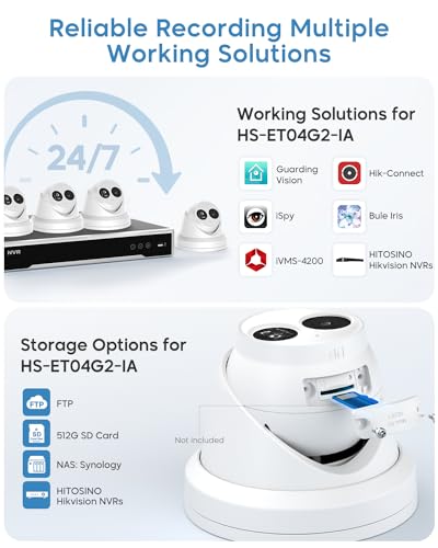 4MP PoE IP Turret Camera Outdoor with Mic, Smart Perimeter Protection, Human/Vehicle Detection, 4MP@30fps, 98ft EXIR Night Vision, 120dB WDR, IP67, Full Metal, 2.8mm Lens, Hik-Connect/iVMS-4200