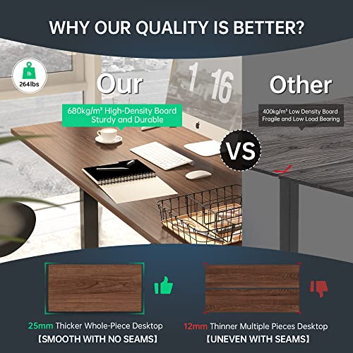 ALFA FURNISHING Quick Install Standing Desk, 48 X 30 Inches Dual Motor Electric Stand Up Desk, Adjustable Height Sit Stand Desk with Whole-Piece Desktop, 4 Pre-Set Memory(Walnut Top+White Frame)