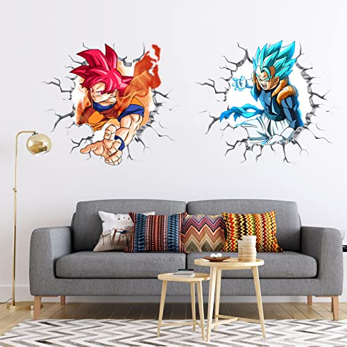 2 Pcs Large Anime Wall Decal Realistic 3D Comics Poster Decals Vinyl Wallpaper Kids'bedroom Living Room Playroom Nursery Wall Decor Gift Supplies(15.7āx35.4")