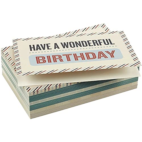 48 Pack Happy Birthday Cards Boxed with Envelopes Bulk, 6 Assorted Blank Retro Party Designs 4x6