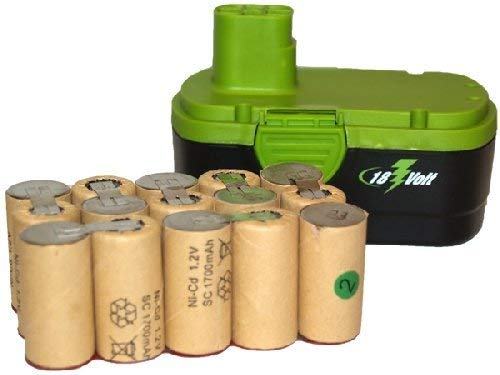 15 pcs (1 Pack) x 18 Volt Sub C 1700 mAh NiCd Batteries (Ideal for Pack Assembly)