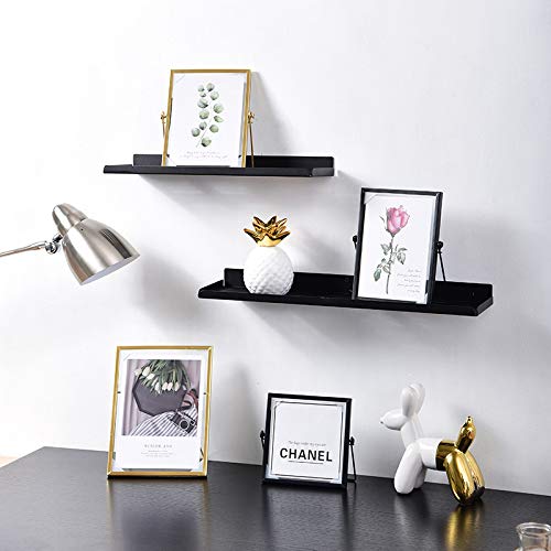 XIAOHONG 2 Pack 4x6 Metal Floating Glass Picture Frame with Metal Easel (Vertical), Simple Metal Geometric Picture Frame for Photos, Art, Tabletop Display (Black)