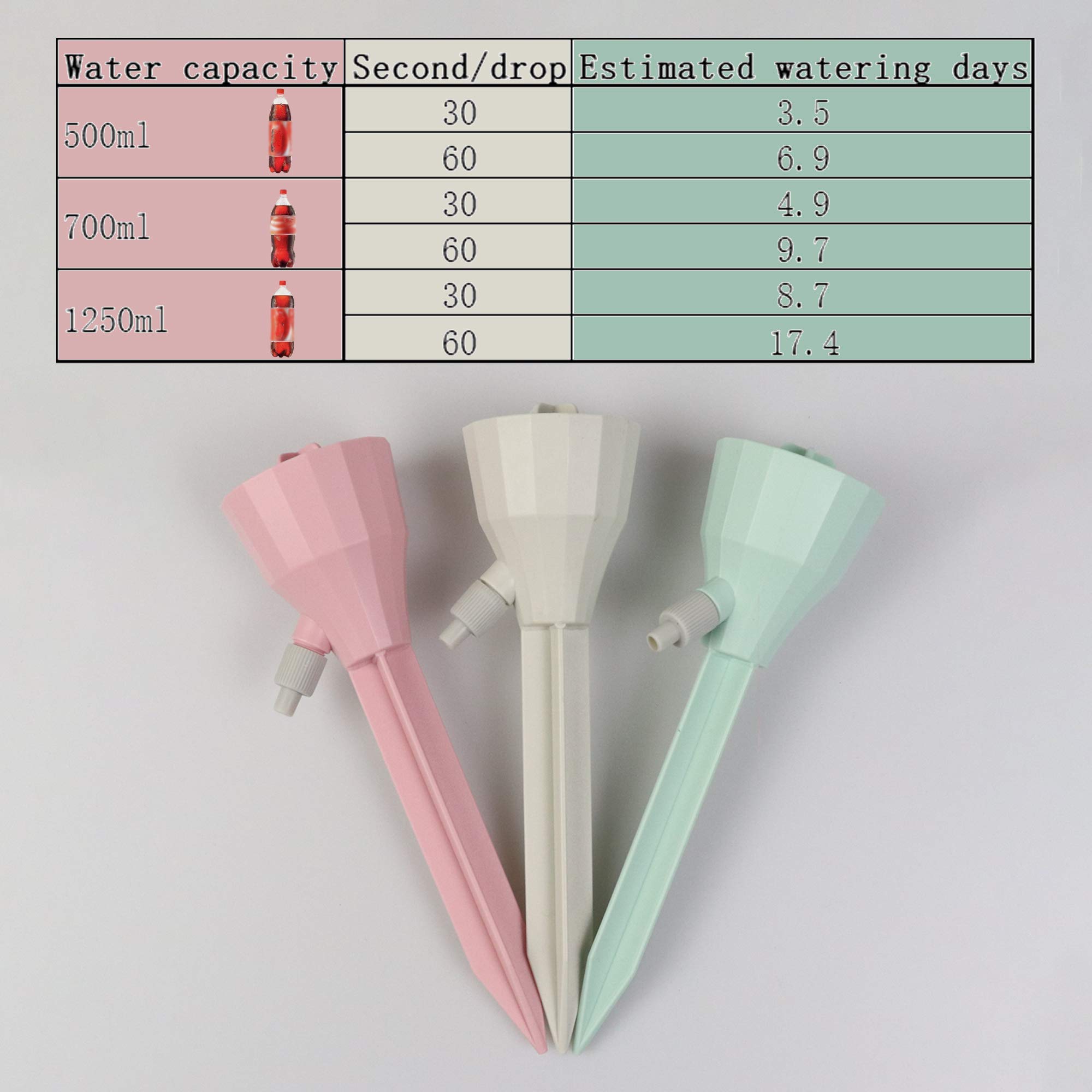 6 PCS Plant Self Watering Spikes Devices, Plant Watering Globes Adjustable Water Volume Drip System for Home and Vacation, Controllable from 1s/1 Drip to 90s/1Drip,for Indoor & Outdoor Plants