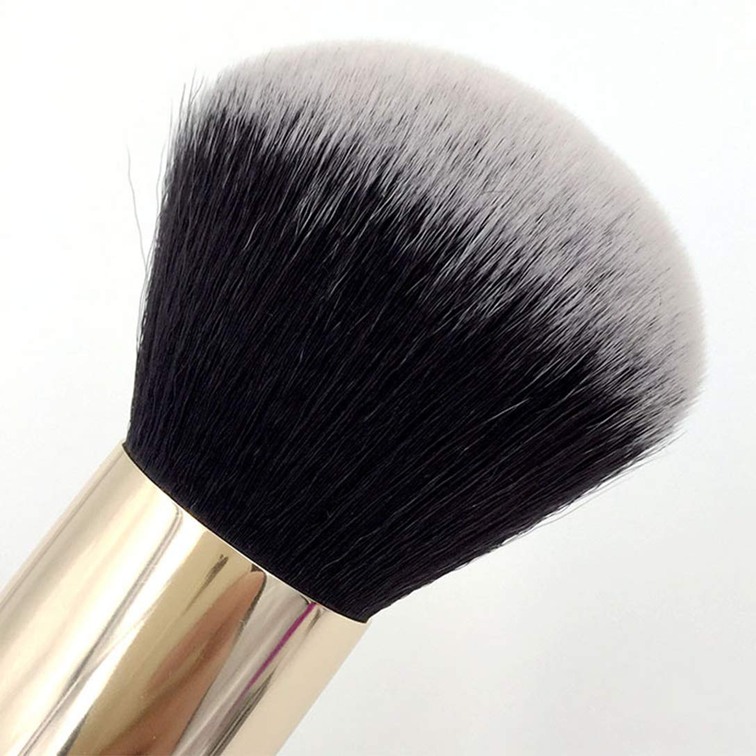 RN BEAUTY Makeup Brush Powder Brush Foundation Blush Bronzer Contour Face Blender Brush Professional Mineral Blending Buffing Kabuki Brushes Thick and Dense Soft Synthetic Fibers (Black&Golden Plus)