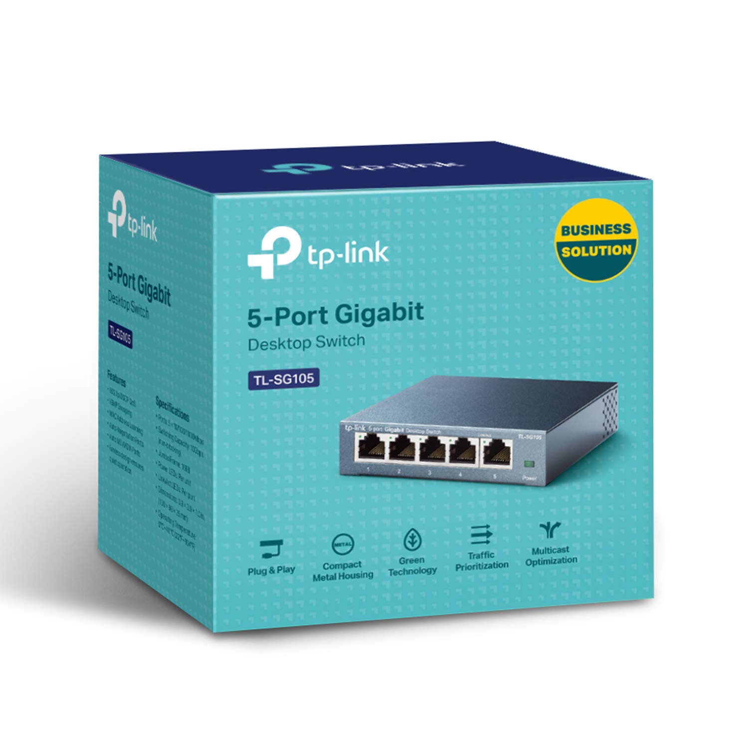 TP-Link 5 Port Gigabit Ethernet Network Switch | Ethernet Splitter | Sturdy Metal w/ Shielded Ports | Plug-and-Play | Traffic Optimization | Unmanaged (TL-SG105) (Renewed)