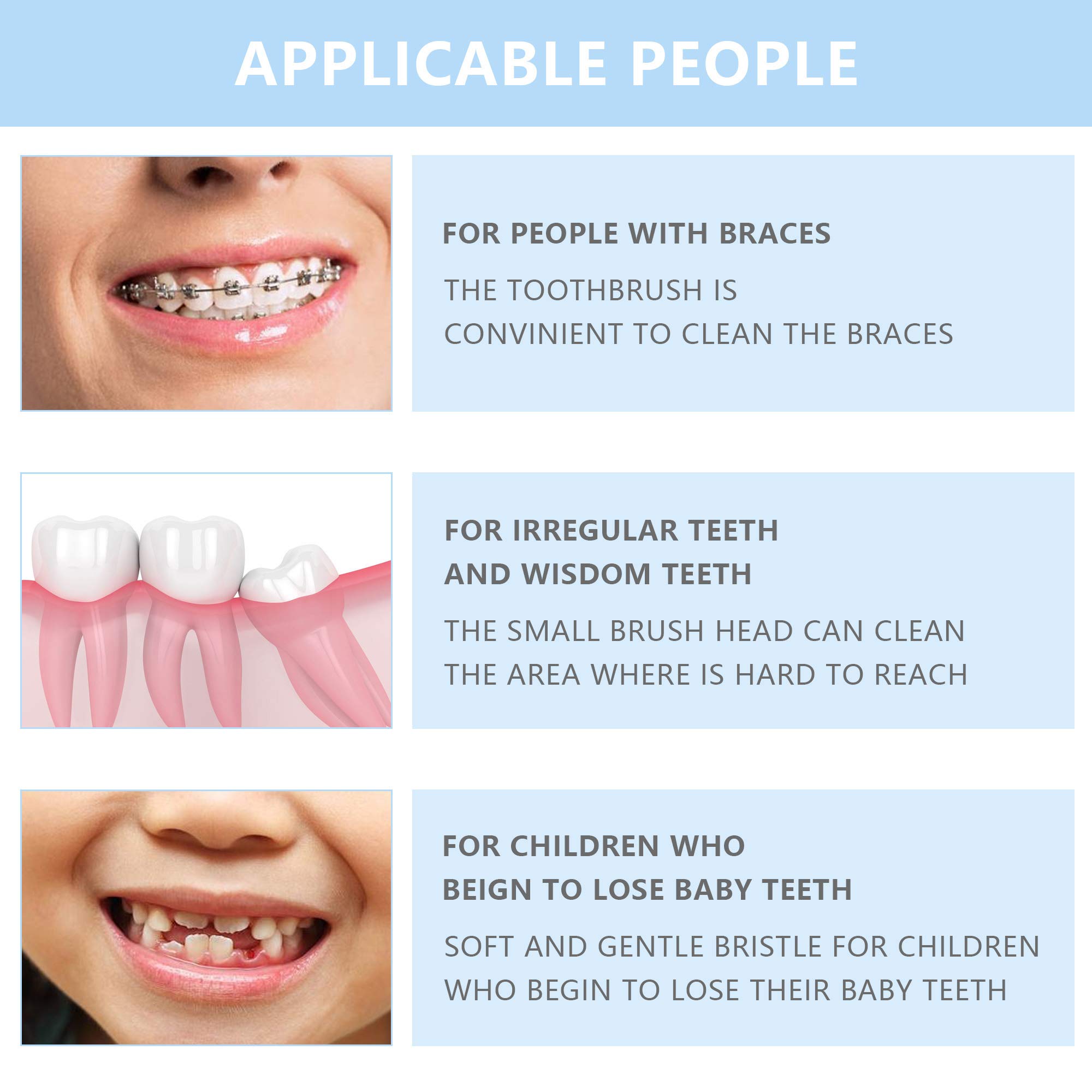 6 Pcs Tufted Toothbrush Interspace Brush End-tuft Tapered Toothbrush Soft Trim Toothbrush Wisdom Gap Toothbrush for Orthodontic Braces Bridges Line and Detail Cleaning