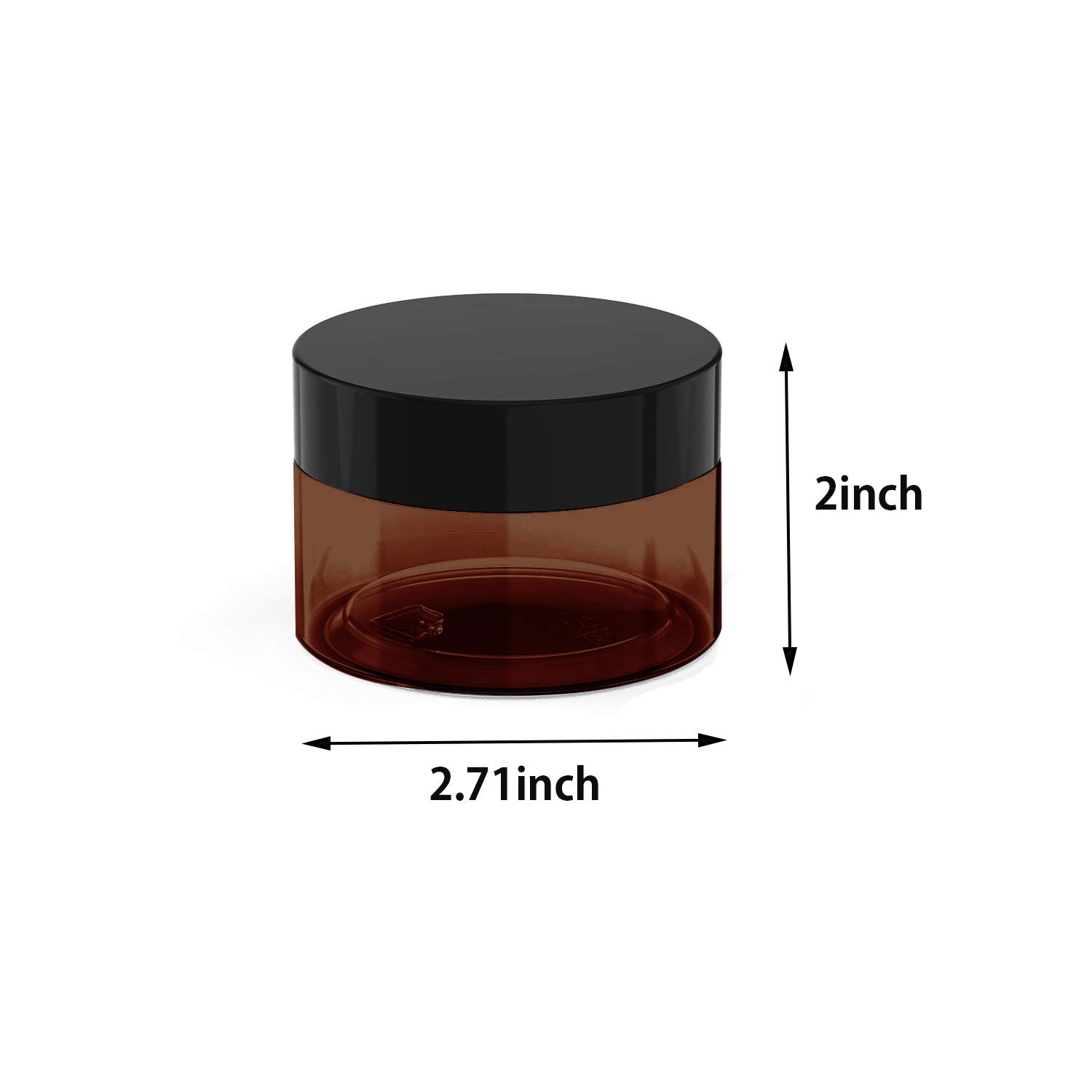 4 oz Amber Plastic Cosmetic Jars Leak Proof Container with Black Lid for Cream, Lotion, Powder, ointment, Beauty Products etc, 12 Pcs.