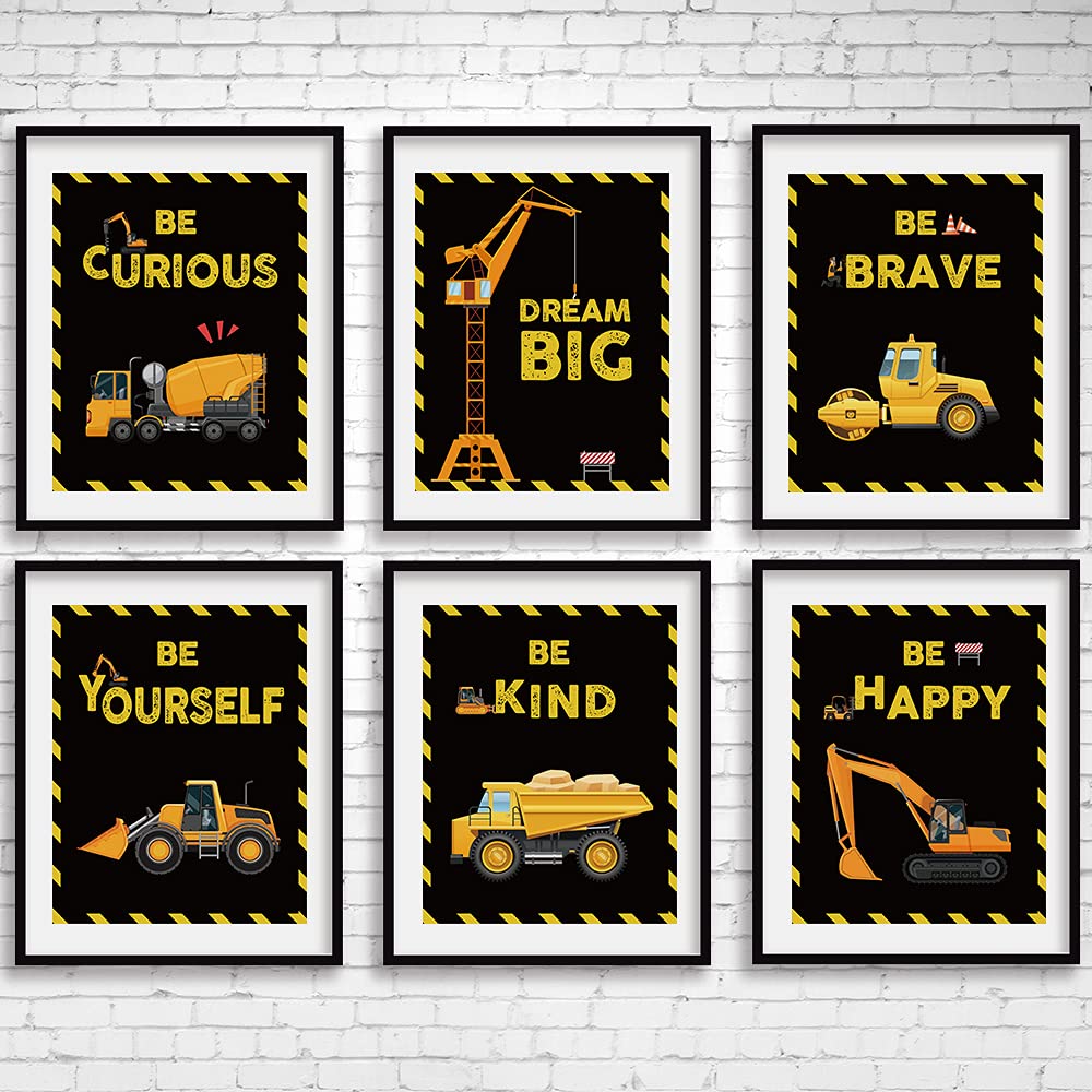 SUUURA-OO Truck Inspirational Quote Art Print Set of 6 (8”X10”), Dream big Truck Bedroom Cool Poster for for Nursery Boys Son Brother Grandson Kids Room Home Decor, No Frame