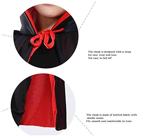 ZsSmddx Unisex Cosplay Christmas Halloween Witch Party Reversible Hooded Vampires Cape Cloak(Dual-Layer,Black and red ) (S, Stand Collar)