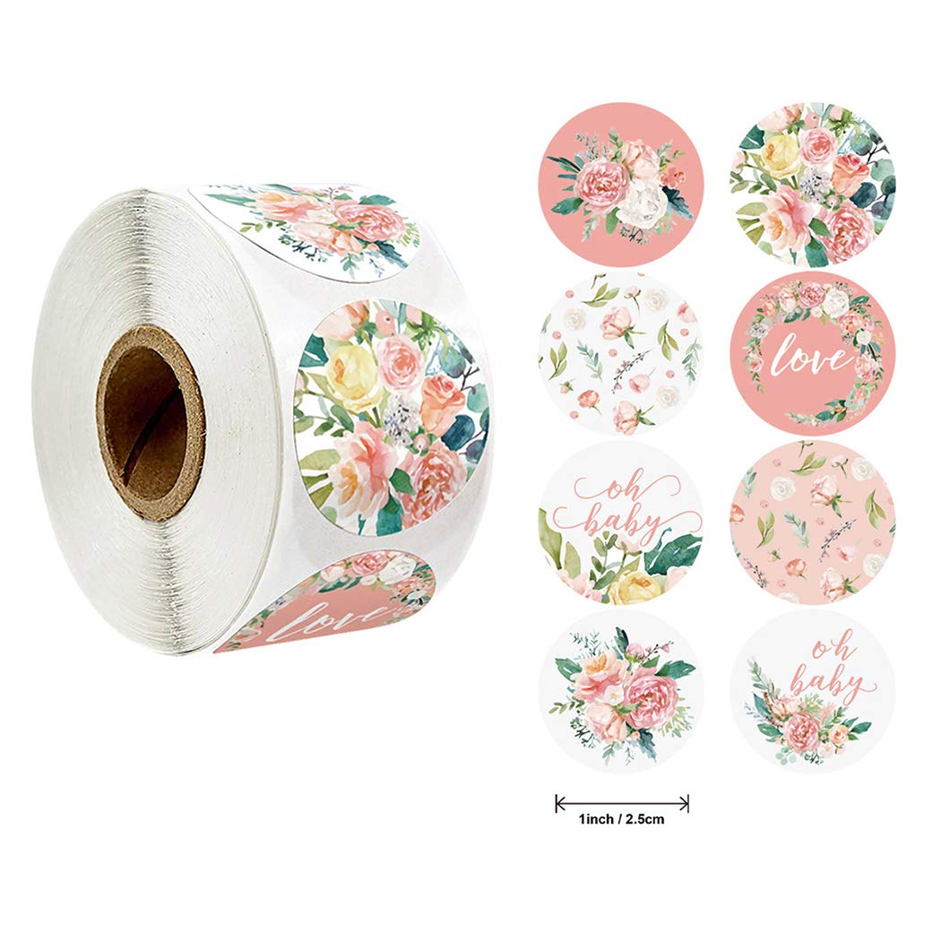 2000pcs Floral Stickers Stickers 1'' 25mm Adhesive Labels Decorative Envelope Seal Stickers for Gifts, Wedding,Birthday, Party,Packaging for Small Business