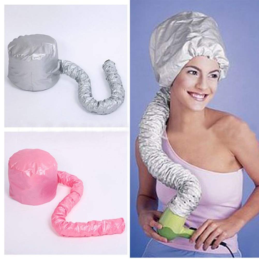 2018 Easy use Hair perm Hair Dryer Nursing dye Hair Modelling Warm air Drying Treatment Cap Home Safer Than Electric Cap (Silver)