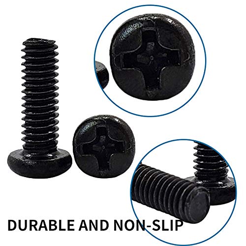 250pcs for Laptop for Computer Screws Assemble Fastening Flat Head Screws Black Repair Kits Round Pan Head Screw Bolt - (Size: M2.5/ 4mm) SCRW-103917