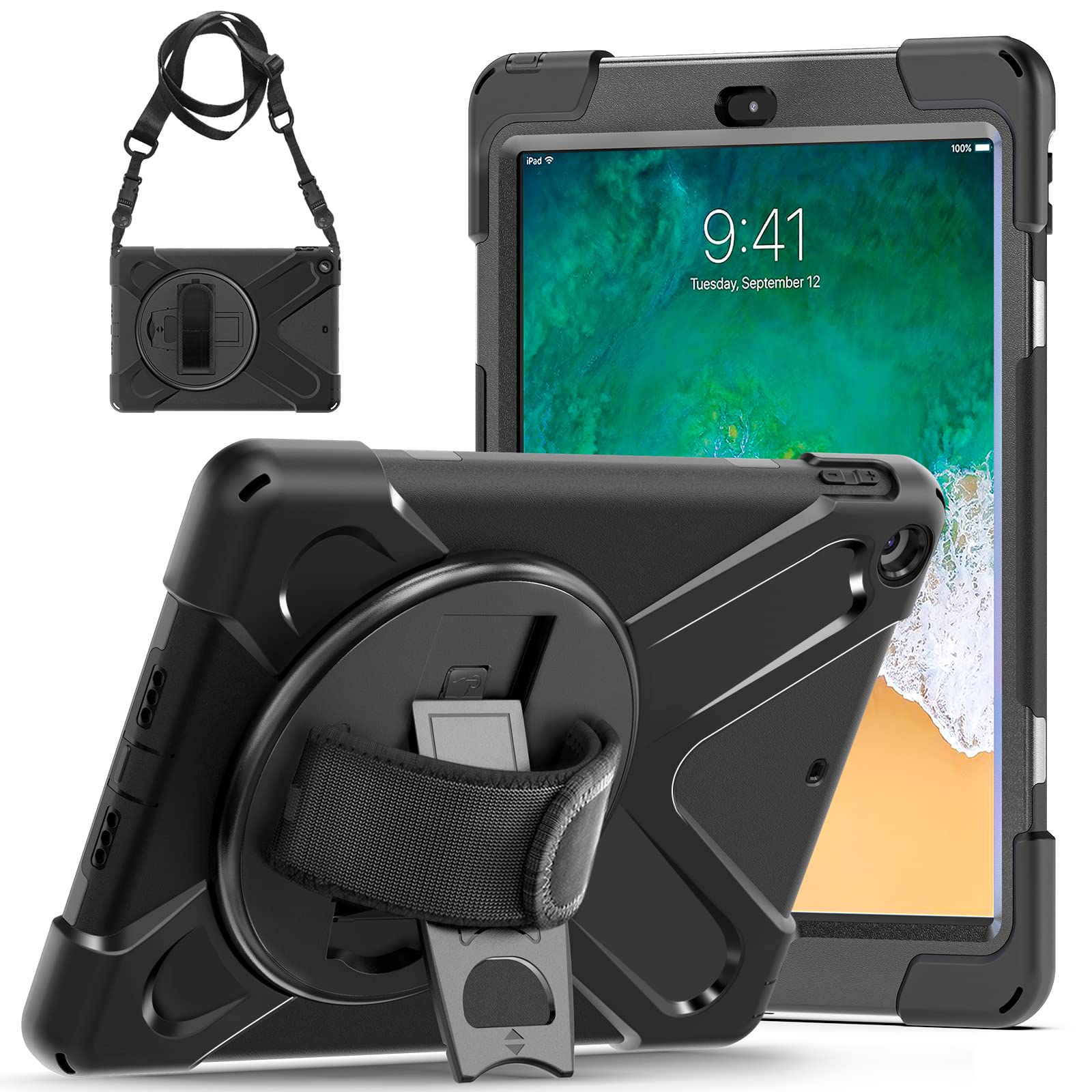 TSQ iPad 6th 5th Generation Case 9.7 Inch 2018 2017 for Kids with Glass Screen Protector