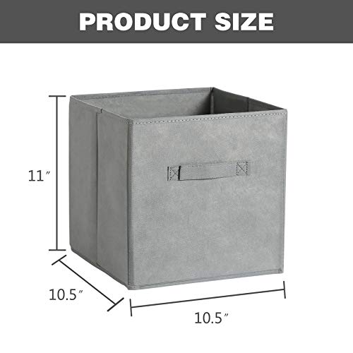 C&AHOME Cube Storage Bins 6-Pack Foldable Fabric Storage Cubes Baskets Containers Drawers with Dual Handles, Toys Closet Storage Box for Organizing Shelf, 10.5" L x 10.5" W x 11" H, Light Grey