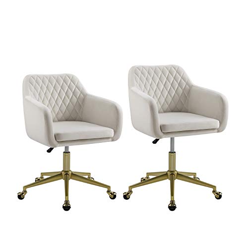 Linon White Quilted Brooklyn Office Chair, Metal