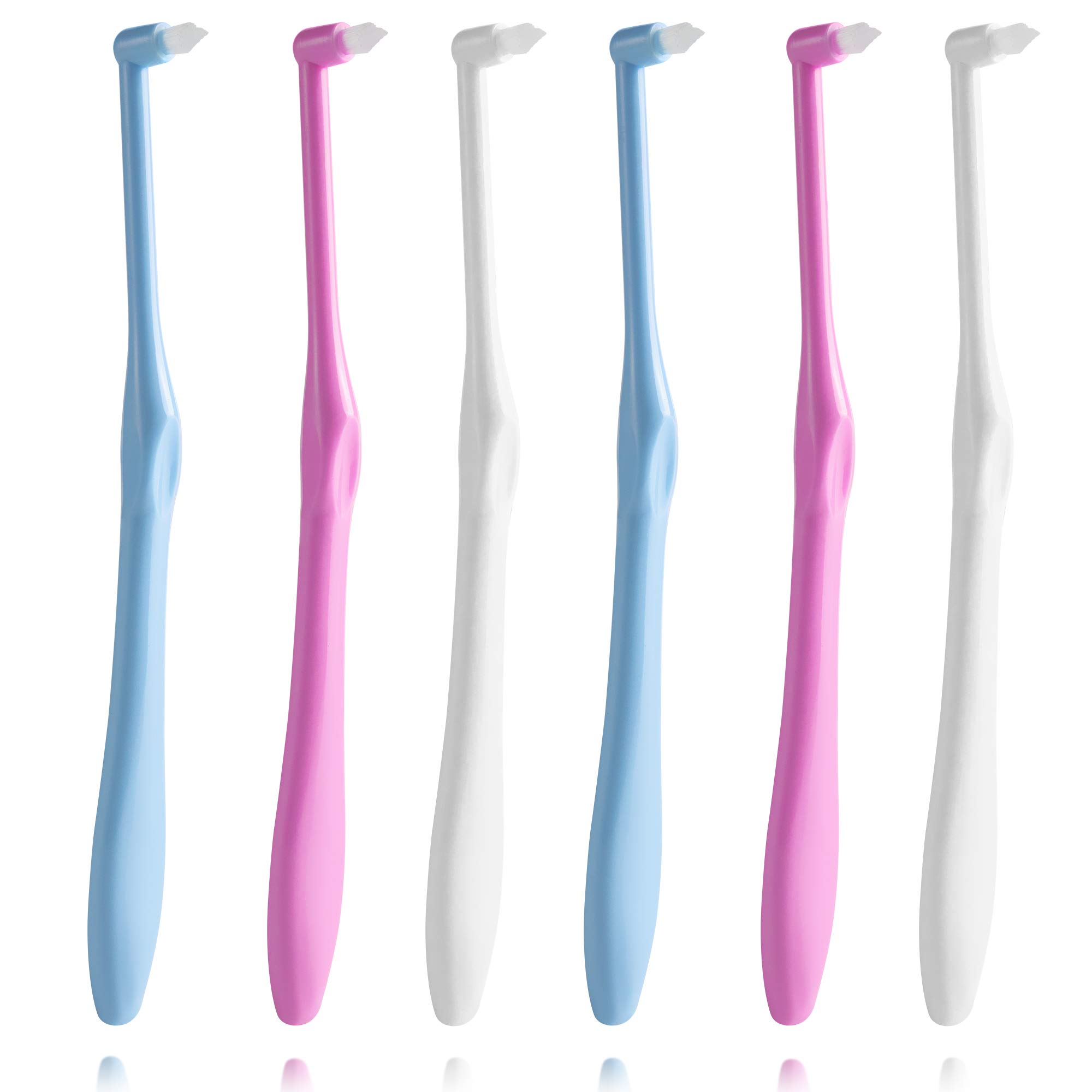6 Pcs Tufted Toothbrush Interspace Brush End-tuft Tapered Toothbrush Soft Trim Toothbrush Wisdom Gap Toothbrush for Orthodontic Braces Bridges Line and Detail Cleaning