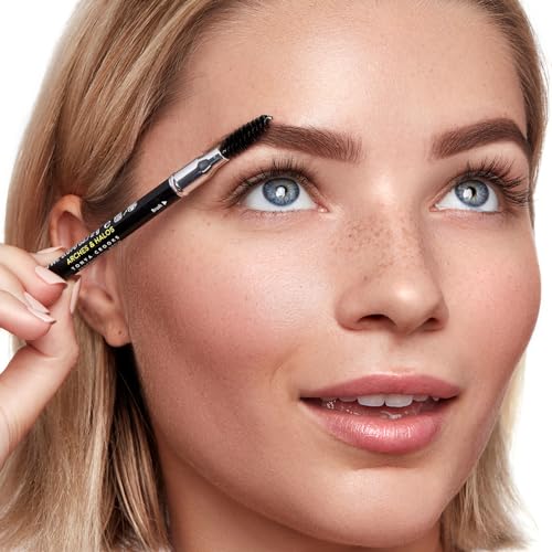 Arches & Halos Precision Brow Shaping Pencil - Double Sided Eyebrow Filler and Spoolie Brush - Creamy Texture for Shaping and Defining With Ease - Vegan, Cruelty Free - Neutral Brown - 0.070 oz