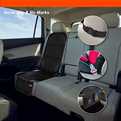 Luckybay Car Seat Protector, 2 Pack Kids Seats Protector XL Size with Thickest Padding and Non-Slip Backing, 2 Mesh Pockets, Durable, Waterproof 600D Fabric, PVC Leather for Baby, Kids, Pet (2 Pack)