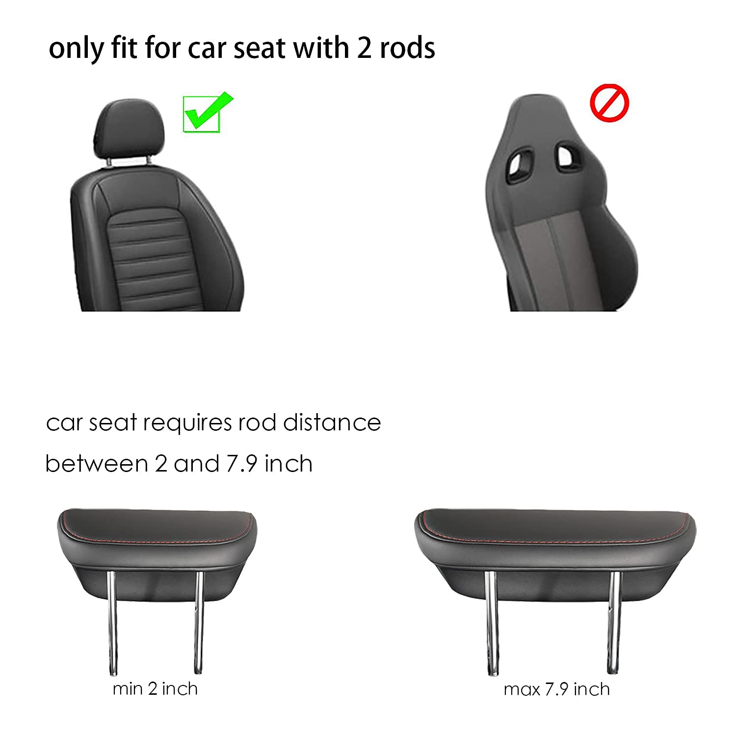 JOYBOOM Car headrest Pillow 2021 New Version,Upgraded with Hook,Road pal Detachable for Child in Long Trip,Head Neck Support Adjustable,Memory Foam U Shape Sleep Travel Protection, Leather Black