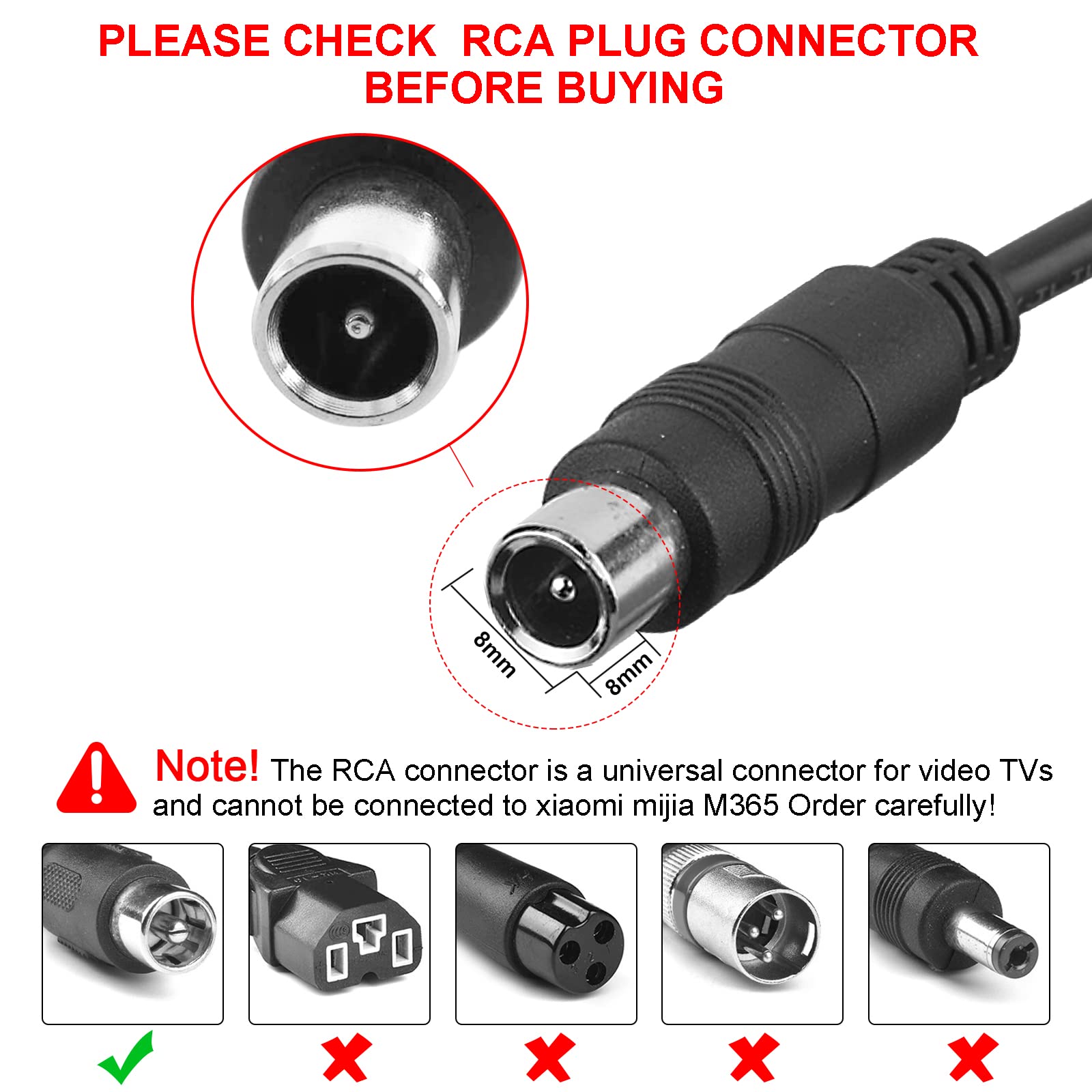 42V 2A Ninebot Electric Scooter Charger (Round RCA Connector Charger) for Bird Scooter, Lime, Lime-S, Spin, Skip, Xiaomi M365, Segway ES1 ES2 ES4 Electric Scooter for 36V Li-ion Battery