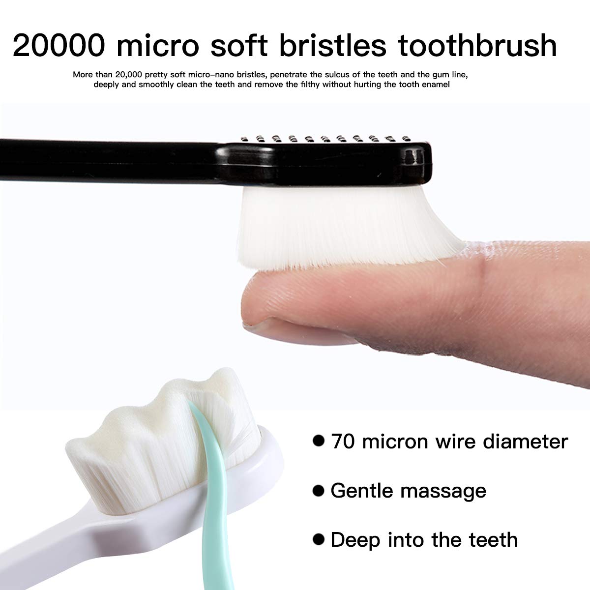 6 PCS Upgraded Extra Soft Floss Toothbrush Ultra Soft-bristled Sensitive Toothbrush Manual Micro Nano Toothbrush Good Cleaning for Adult Teeth Kid Children, No Harm to Gum