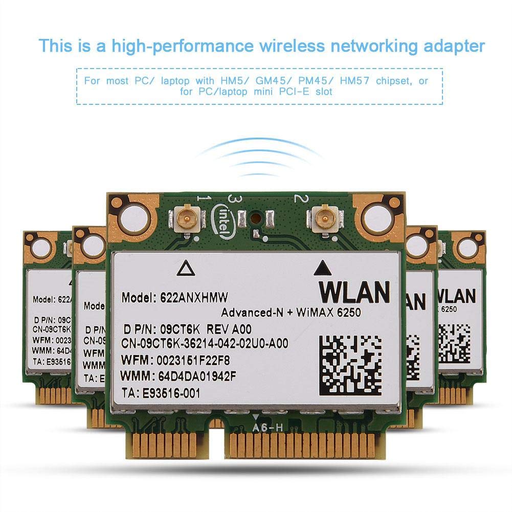 2.4G/ 5G Dual Band Wireless, 300Mbps AC 802.11 A/B/H/G/N Half Height Mini PCI-E WiFi Network Card for Intel 6250 WiMax Compatible with DELL/Asus/Toshiba/Acer