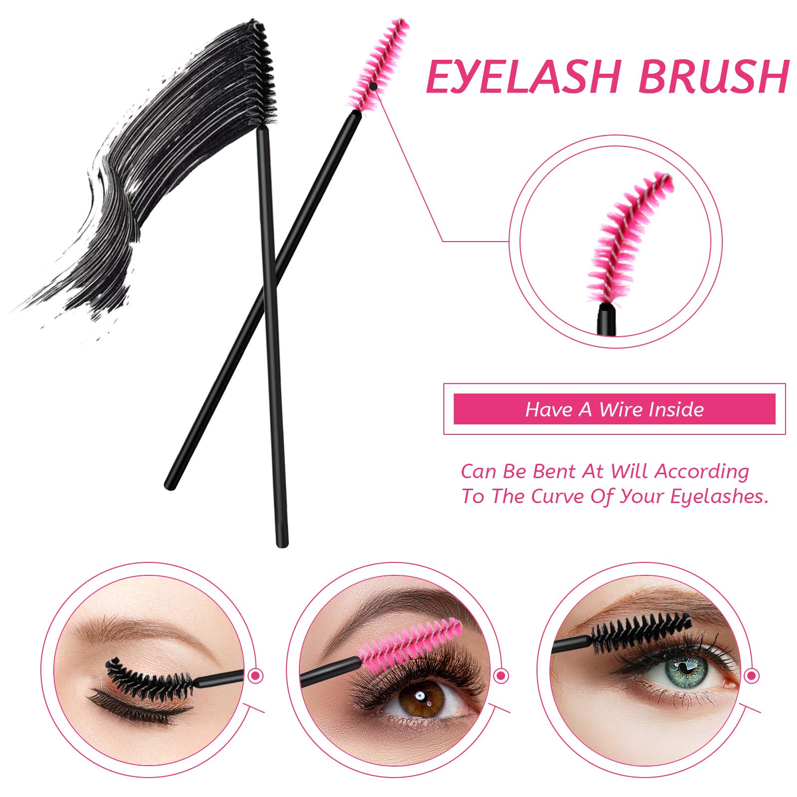 260 Pieces Disposable Makeup Tools Kit, Includes Eyeliner Brushes Mascara Wands Lipstick Applicators Plastic Storge Box Short Waterproof Cape Stainless Steel Makeup Palette and Spatula (Mixed Color)