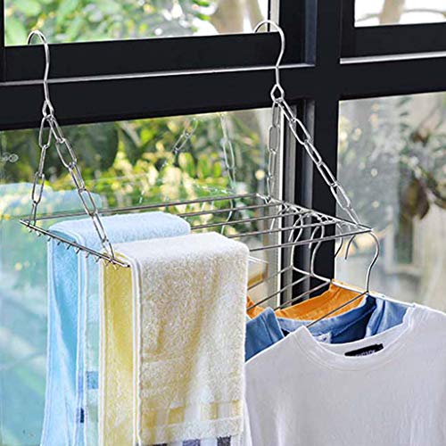 Beerty Foldable Shoes Drying Rack with 36/100 Hooks Clips Stainless Steel Clothes Airer Hanger Rack for Home and Outdoor