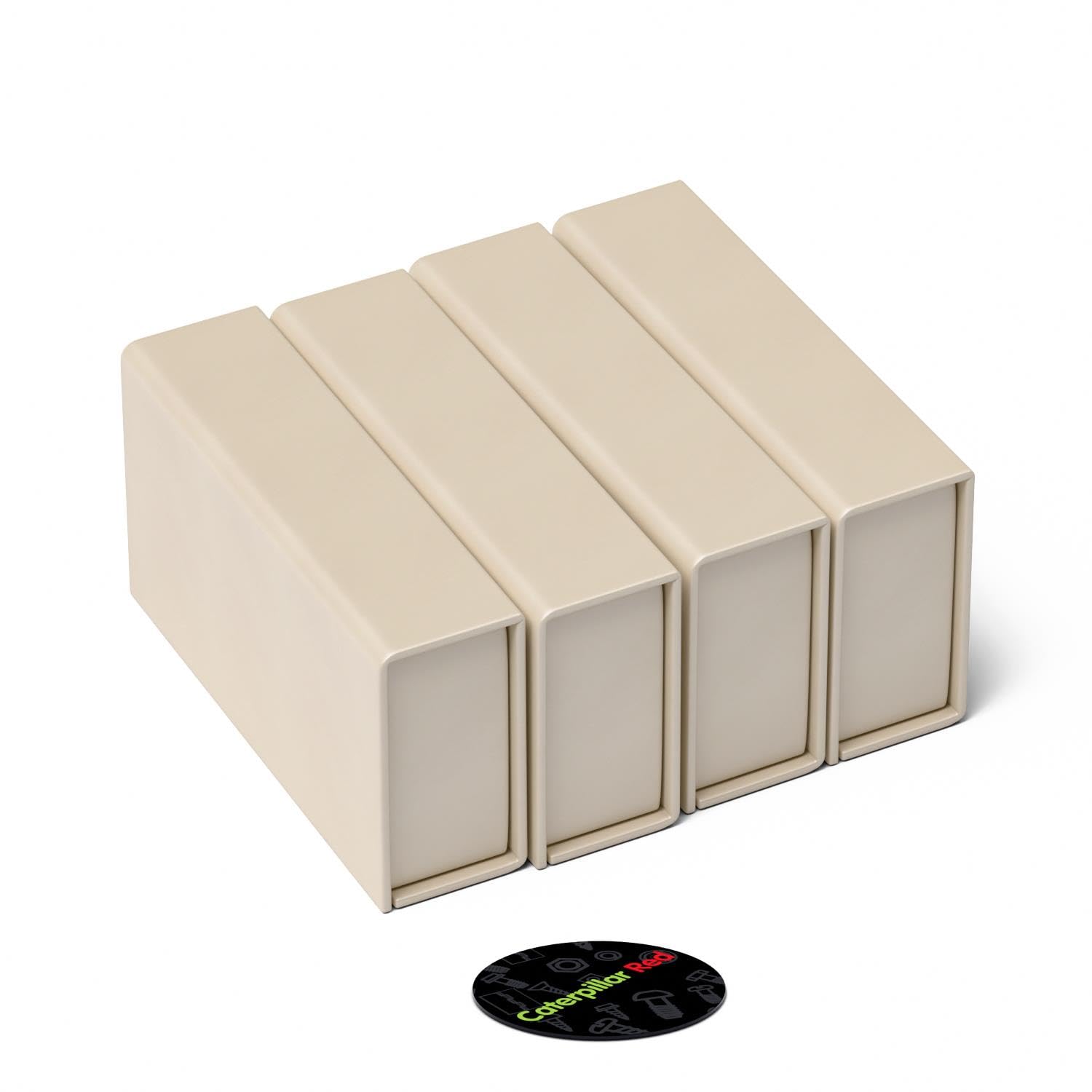 Caterpillar Red 4 x Magnetic USB Presentation Gift Boxes, Cream Colour, Flash Drives, Removable Drives, Wedding USB Box, Wedding Presentation Gift Box, Photography, 4, Present Gift