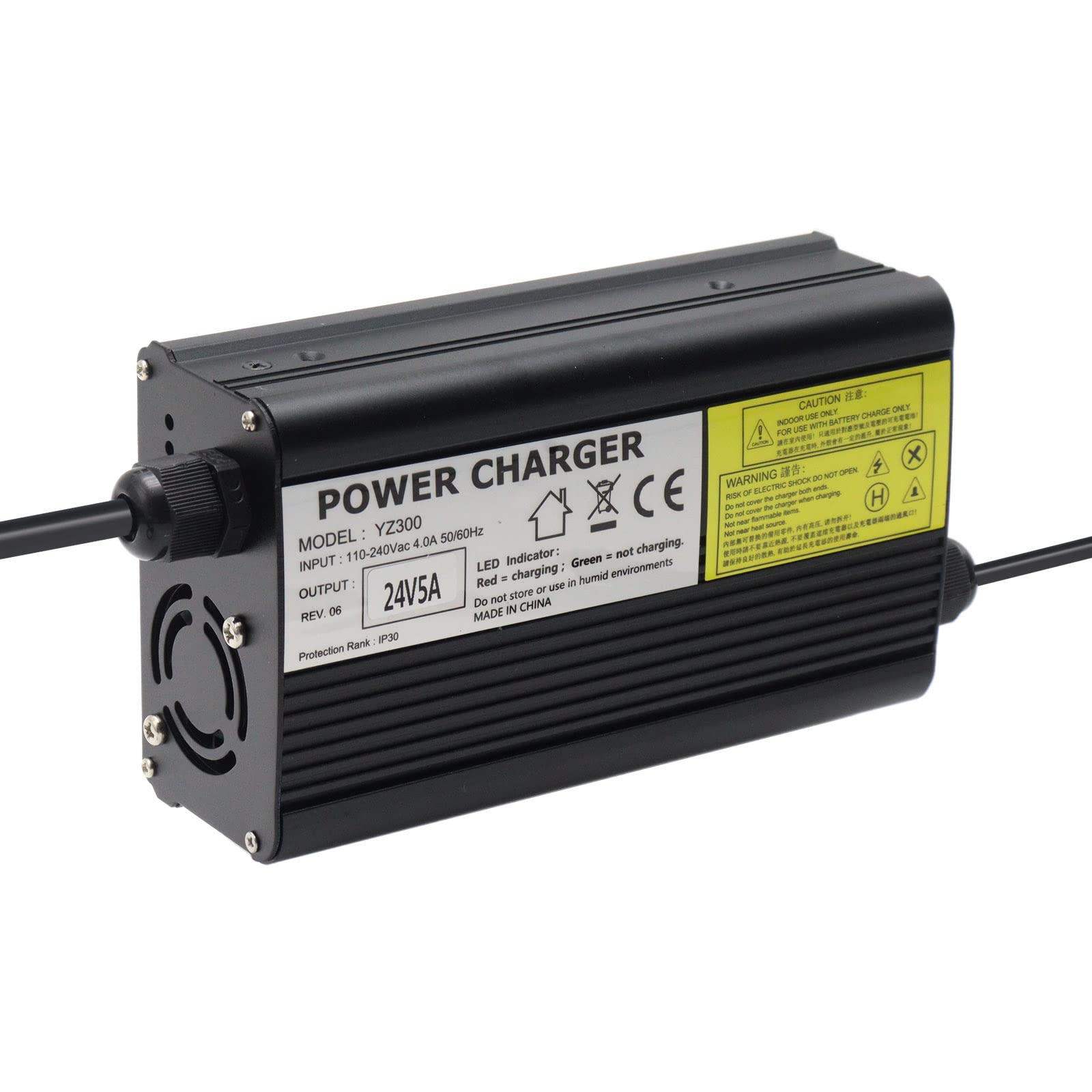 24V 5A Battery Charger with 3-Pin XLR Connector for Pride, Jazzy, Drive Medical, Golden Technologies, Shoprider, Rascal 200T/500T/301 PC/314/318 PC/320 PC/326/326A
