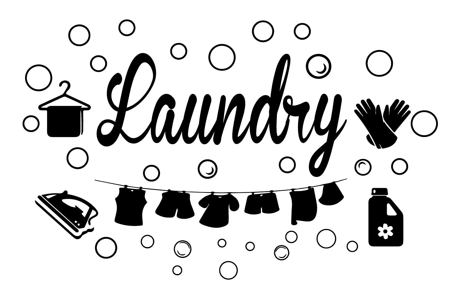 Summerjokes Laundry Funny Wall Sticker Decal Vinyl Sticker, Family Bathroom Toilet Spa Art Wall Decoration