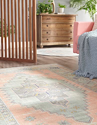 Unique Loom Whitney Collection Southwestern Geometric Area Rug (8' 0 x 10' 0 Rectangular, Powder Pink)