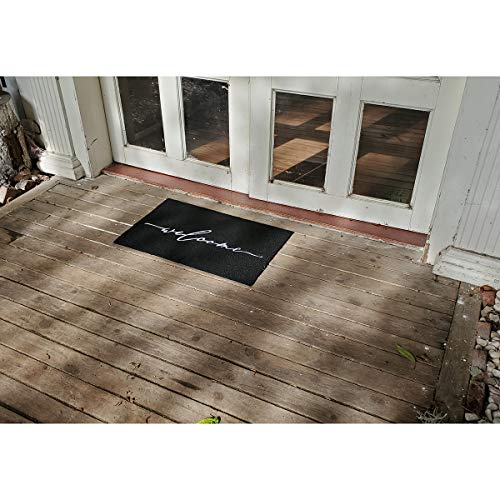 AAZZKANG Welcome Mat Door Mats Outdoor with Non Slip Rubber Backing Durable Front Door Mat Easy to Clean Indoor Doormat for Entrance,High Traffic Areas,Patio Black