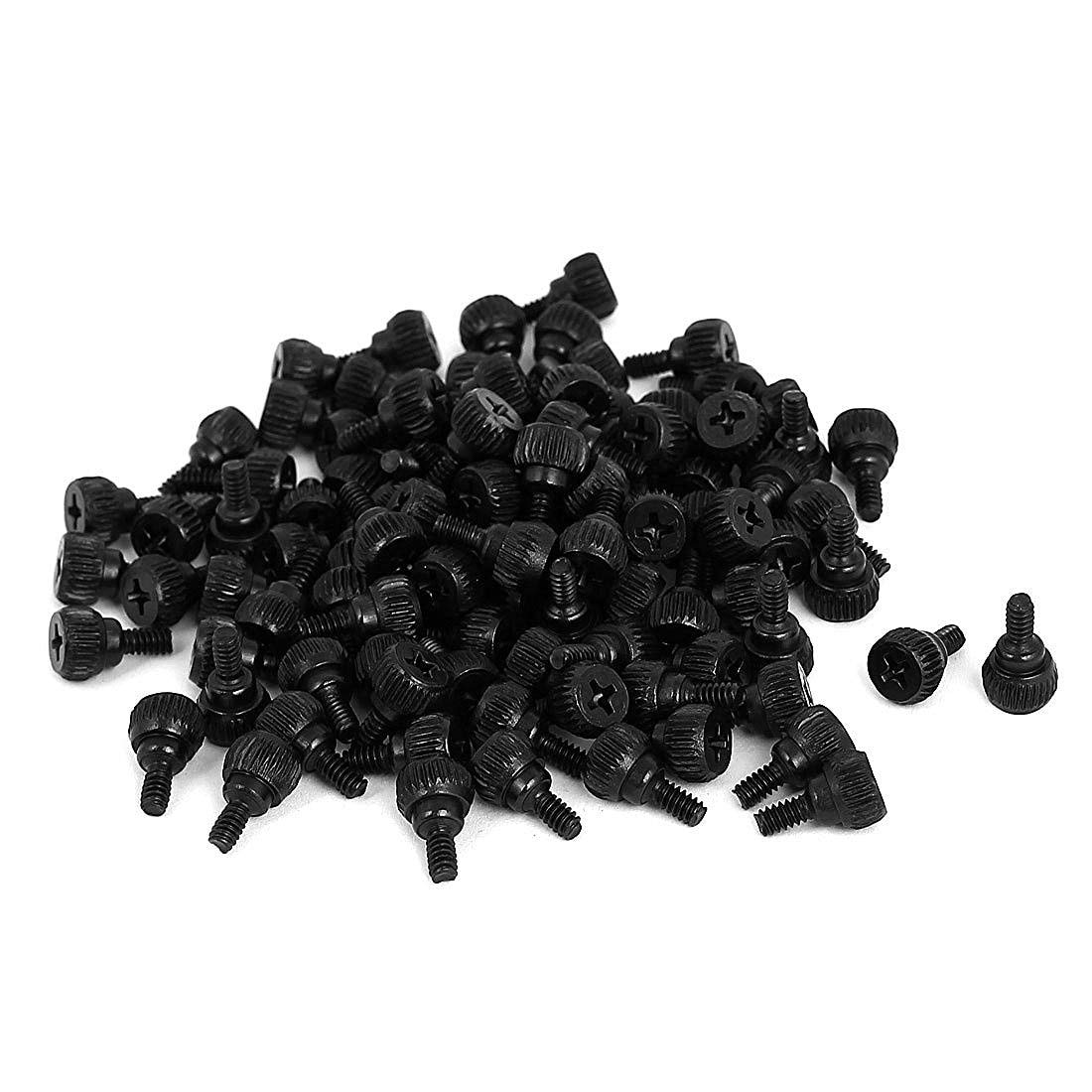 6# 32x6mm Desktop for Computer PC Case Chassis Thumb Screws Black 100 Pcs SCRW-227150